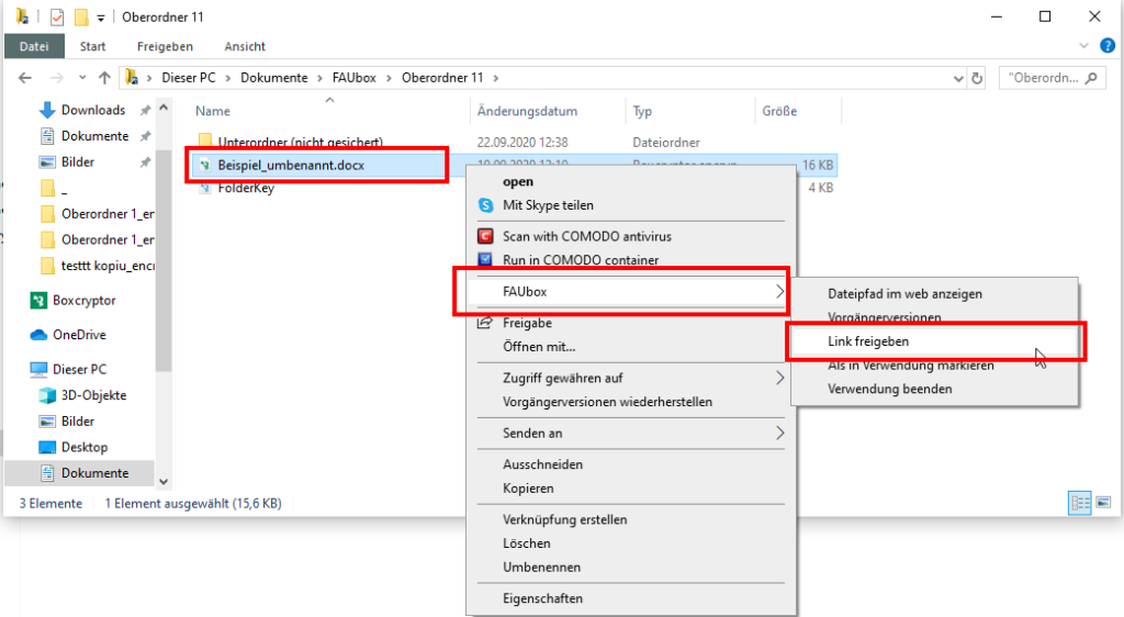 Ordner und Dateien über das Dateisystem bearbeiten - FAUbox Dokumentation