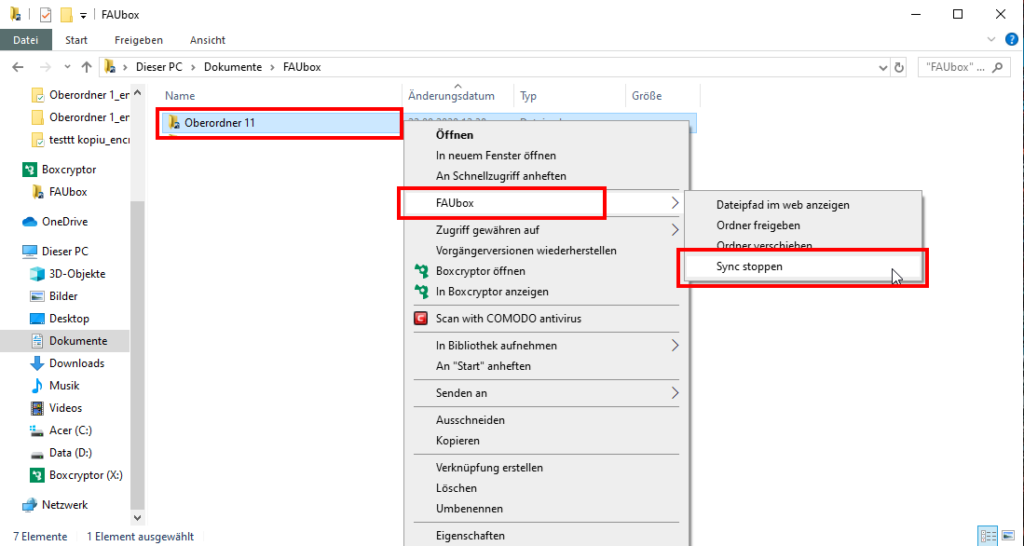 Ordner und Dateien über das Dateisystem bearbeiten - FAUbox Dokumentation