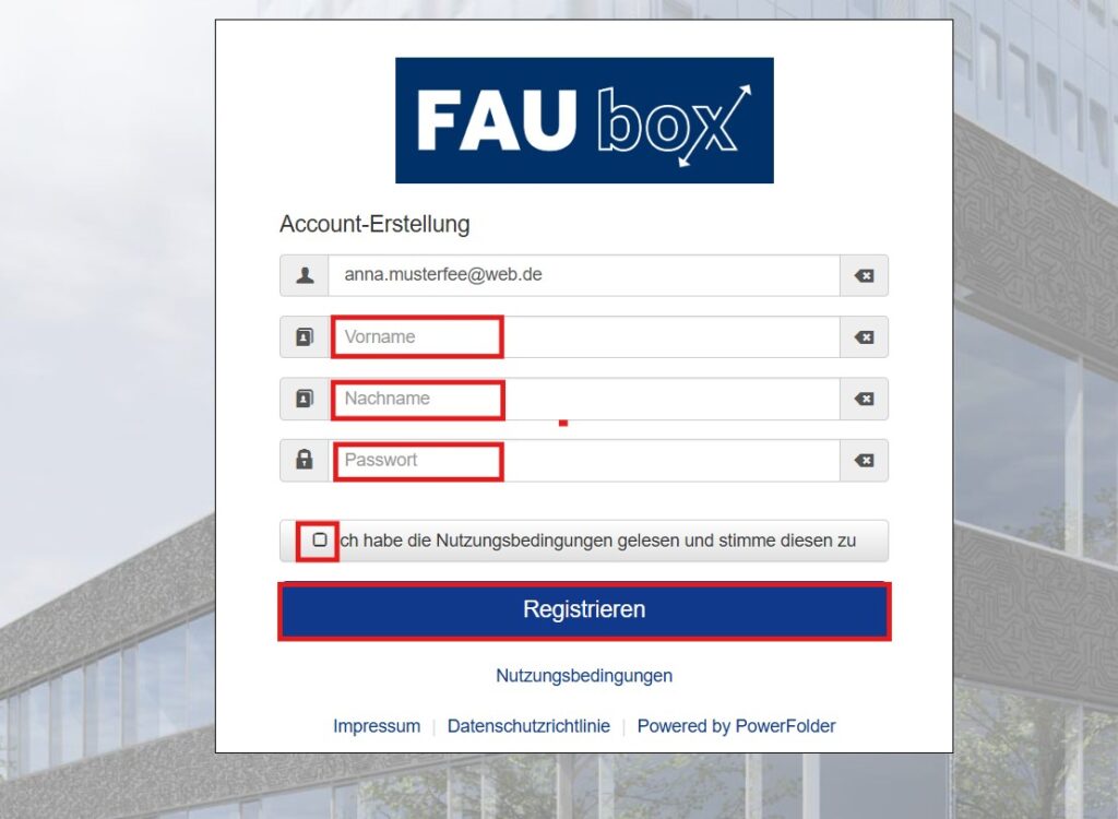 Registrierung - Einstiegshilfe für externe Nutzer - FAUbox Dokumentation
