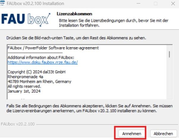 Installieren unter Windows - FAUbox Dokumentation